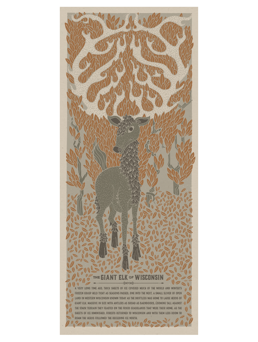Wisco-Mythos Print - GIANT ELK | Zip-Dang ~ Purveyors of the un ...